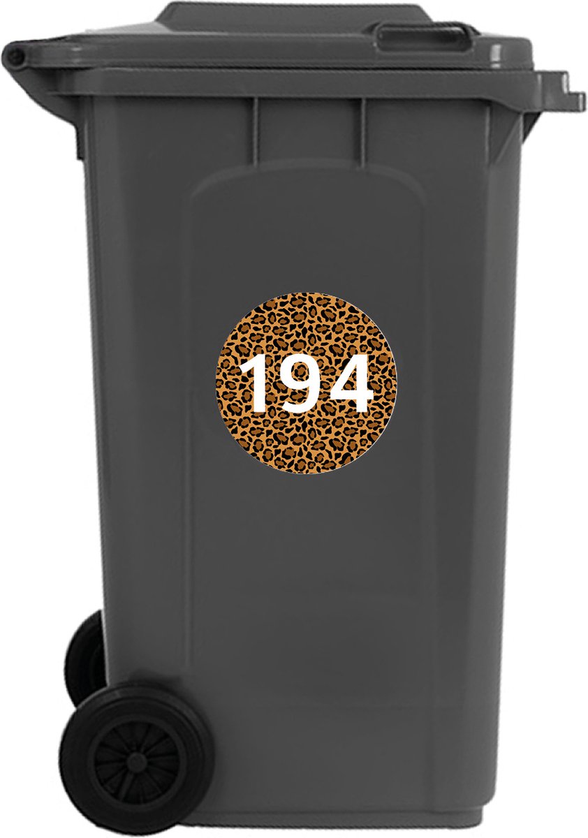 Containerstickers Huisnummer "194" - 25x25cm - Panter Print Cirkel met ...