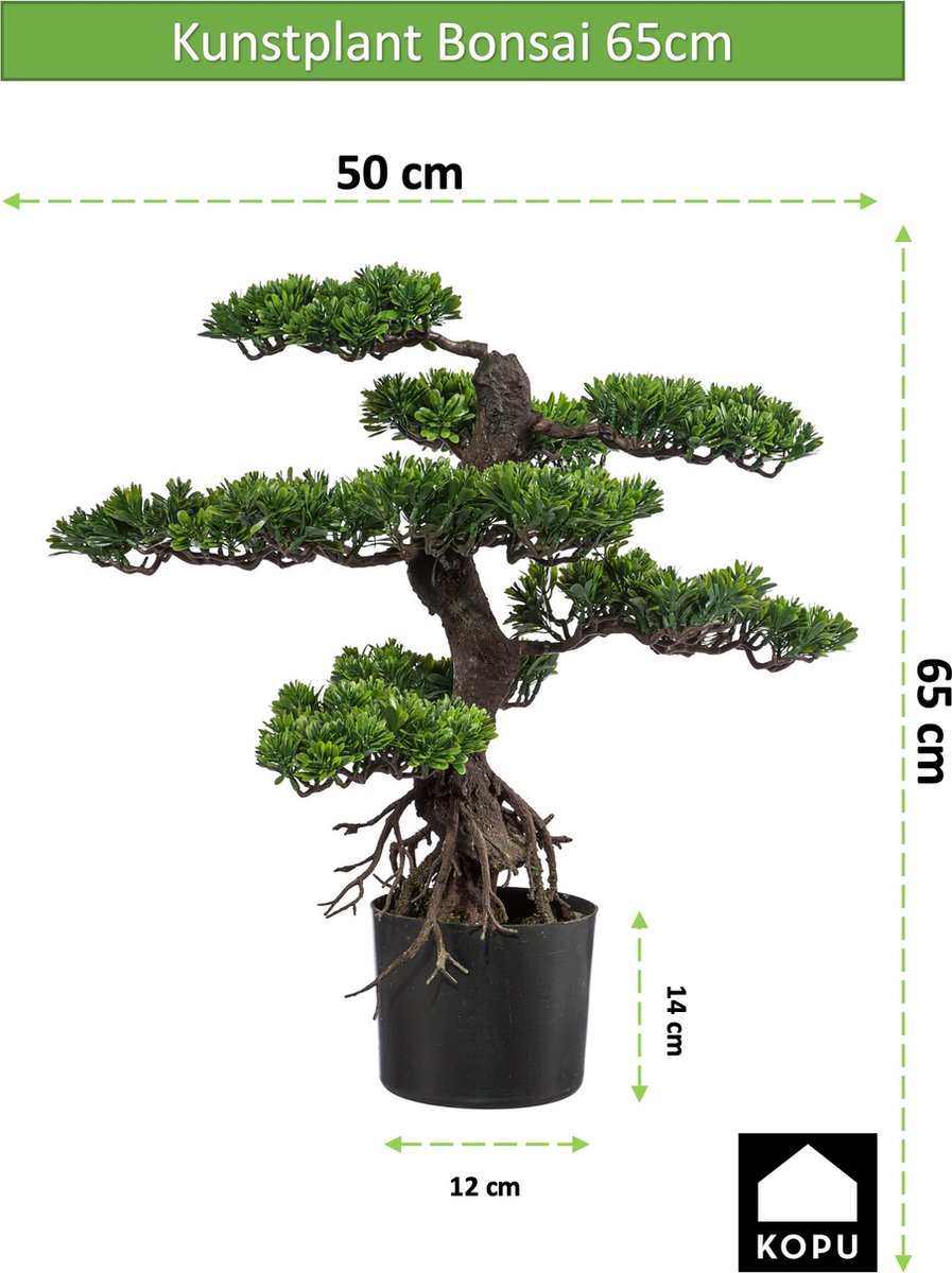 Kopu® Kunstplant Bonsai 65 cm - in zwarte Pot - Bonsai boompje | bol