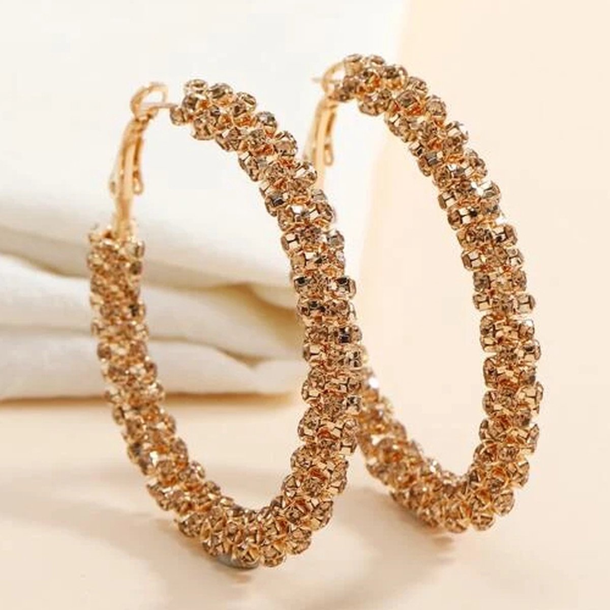 Ring Oorbellen Goudkleurig staal - Goud - Ronde oorbellen - Oorringen ...