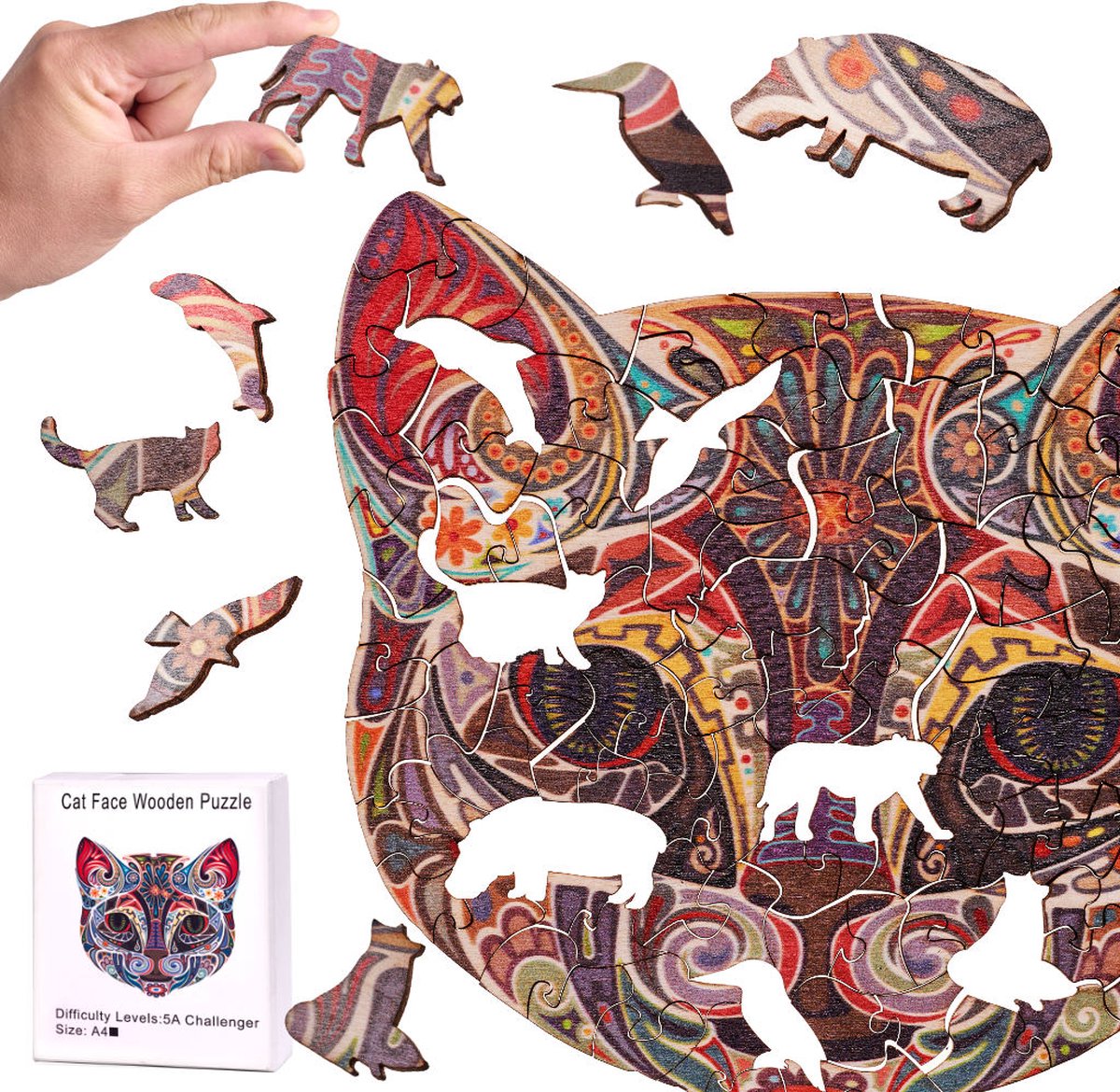 Kat A4 Houten Legpuzzel Houten Puzzel voor Volwassenen - Jigsaw Puzzels ...