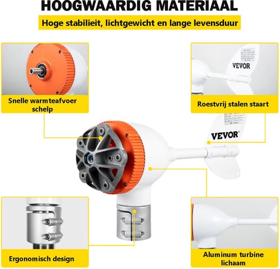 Windturbine - 12V 500W - 5 Bladen - Aerogenerator - Windturbine ...