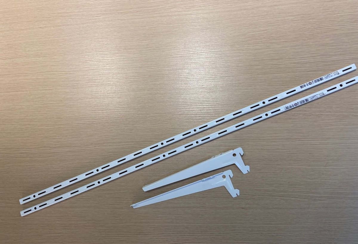 Set 2 wandrail 100 cm 4x drager 28 cm 2x drager 38cm wit - Systeem voor ...