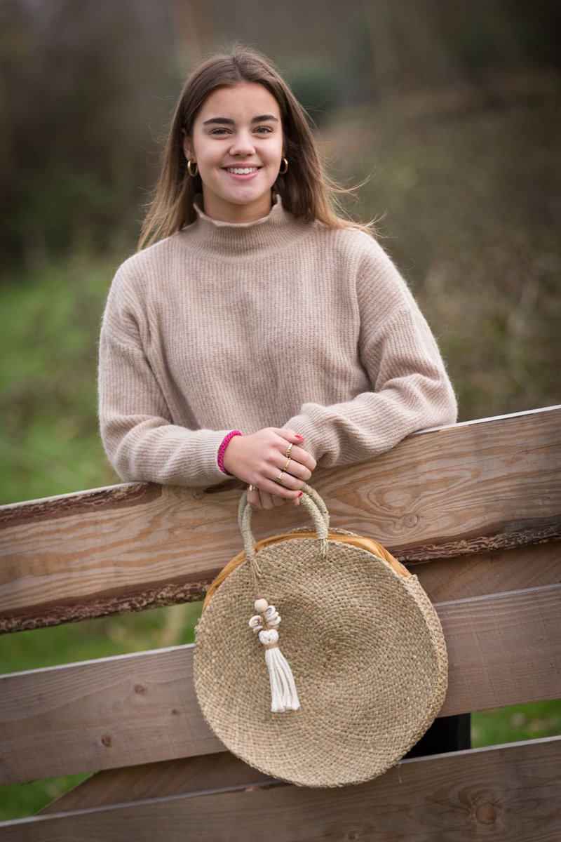 Handtas Flossy - Rond - Mendong Gras - Ø40cm - Handgemaakte Tas | bol.com