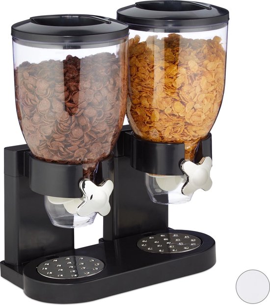 Cornflakes Dispenser - 2 Dispensers - 42 x 33 x 20 cm - Zwart, 2 x 4L | bol