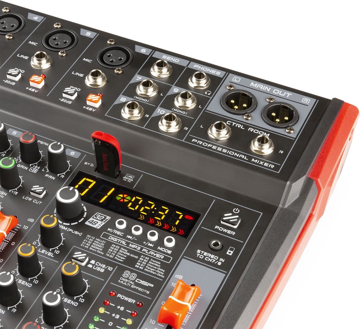 Mengtafel - Vonyx VM-KG10 - 10-kanaals mengpaneel Bluetooth, DSP, mp3 ...