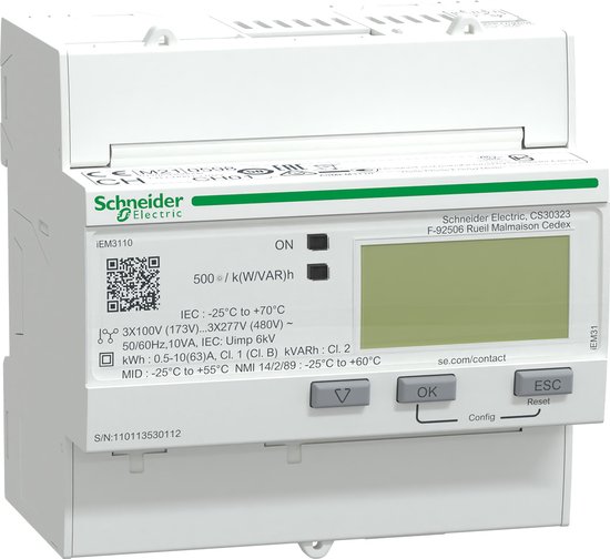 kWh-meter - Pulsuitgang - 3F - In=63A - MID - iEM3100 Energiemeter ...