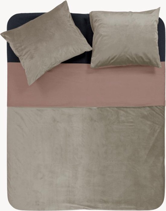 Y-NOT - Dekbedovertrek met kussenslopen - Fluweel/Velvet Two Tone Taupe ...