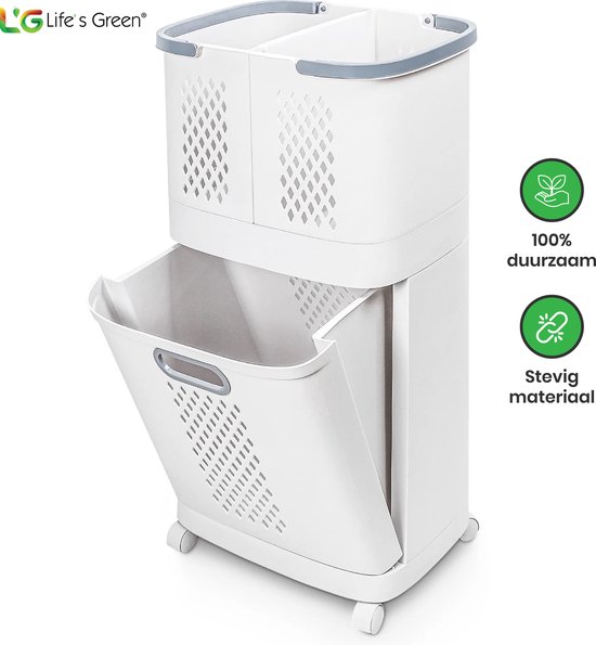Life’s Green® - Wasmand - Wassorteerder - Wasmand 3 vakken - Wit | bol.com