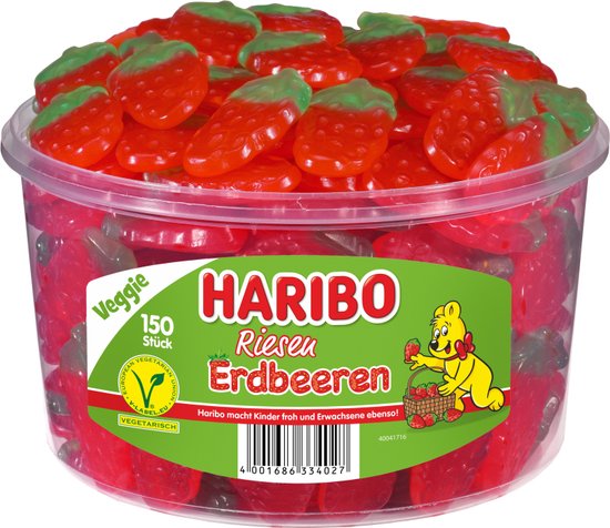 Haribo Aardbeien snoep - 150 stuks - 1350g | bol