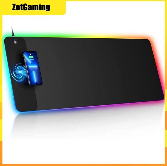 2-in-1 RGB LED Gaming Muismat met wireless telefoon oplader - XXL ...