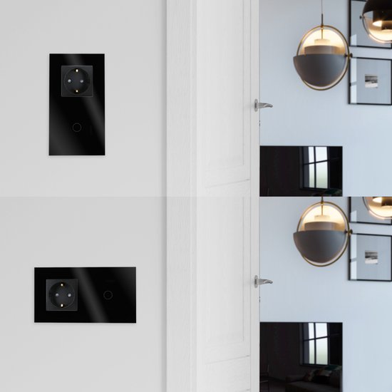 Navaris touch lichtschakelaar met stopcontact - Lichtknop met haptic ...