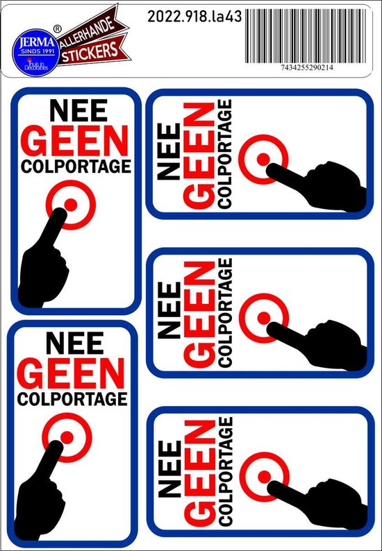 Geen colportage sticker set van 5 stickers | bol