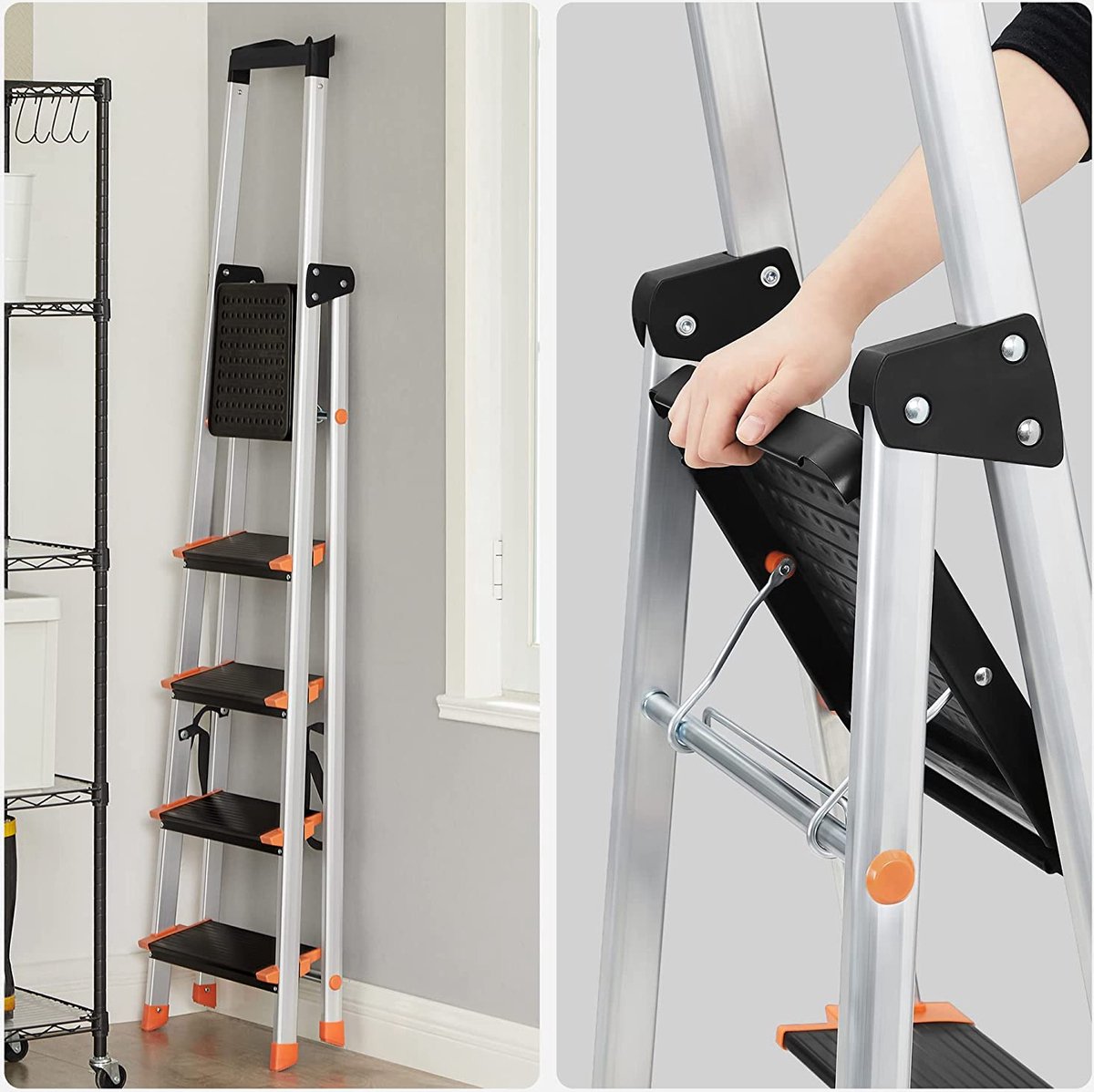 Ladder - 5 treden - Trapladder - Opvouwbaar - Trapladder - Aluminium ...