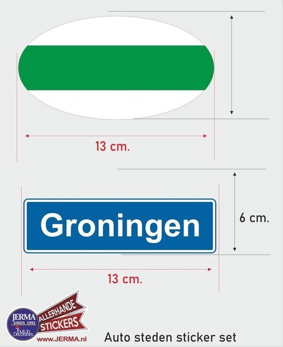Groningen steden vlaggen auto stickers set van 2 stickers | bol.com