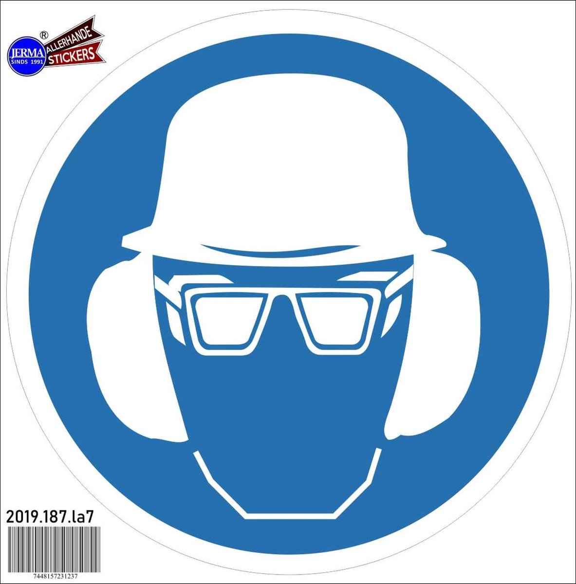 Veiligheid-, Helm, Bril en Gehoorbescherming pictogram sticker 20 cm ...