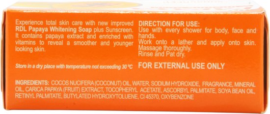 RDL Papaya whitening zeep + Sunscreen 135 gr | bol
