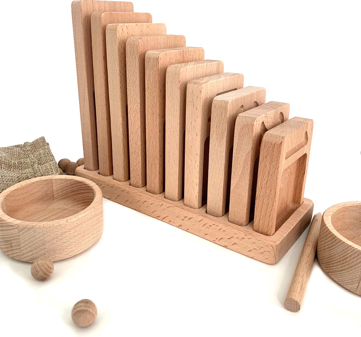 Montessori tel borden met 100 houten ballen en 2 kopjes| houten 1-10 ...