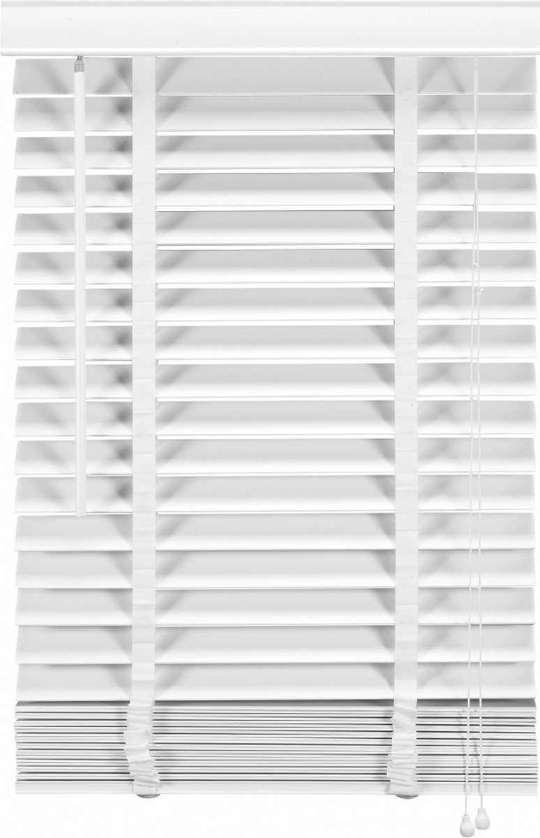 Houten Jaloezie Wit - 100 x 130 cm (BxH) - Lamelbreedte: 5 cm - met Bedieningskoord en... | bol.com