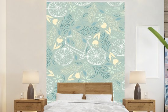 Behang - Fotobehang Fiets - Planten - Patroon - Breedte 170 cm x hoogte ...