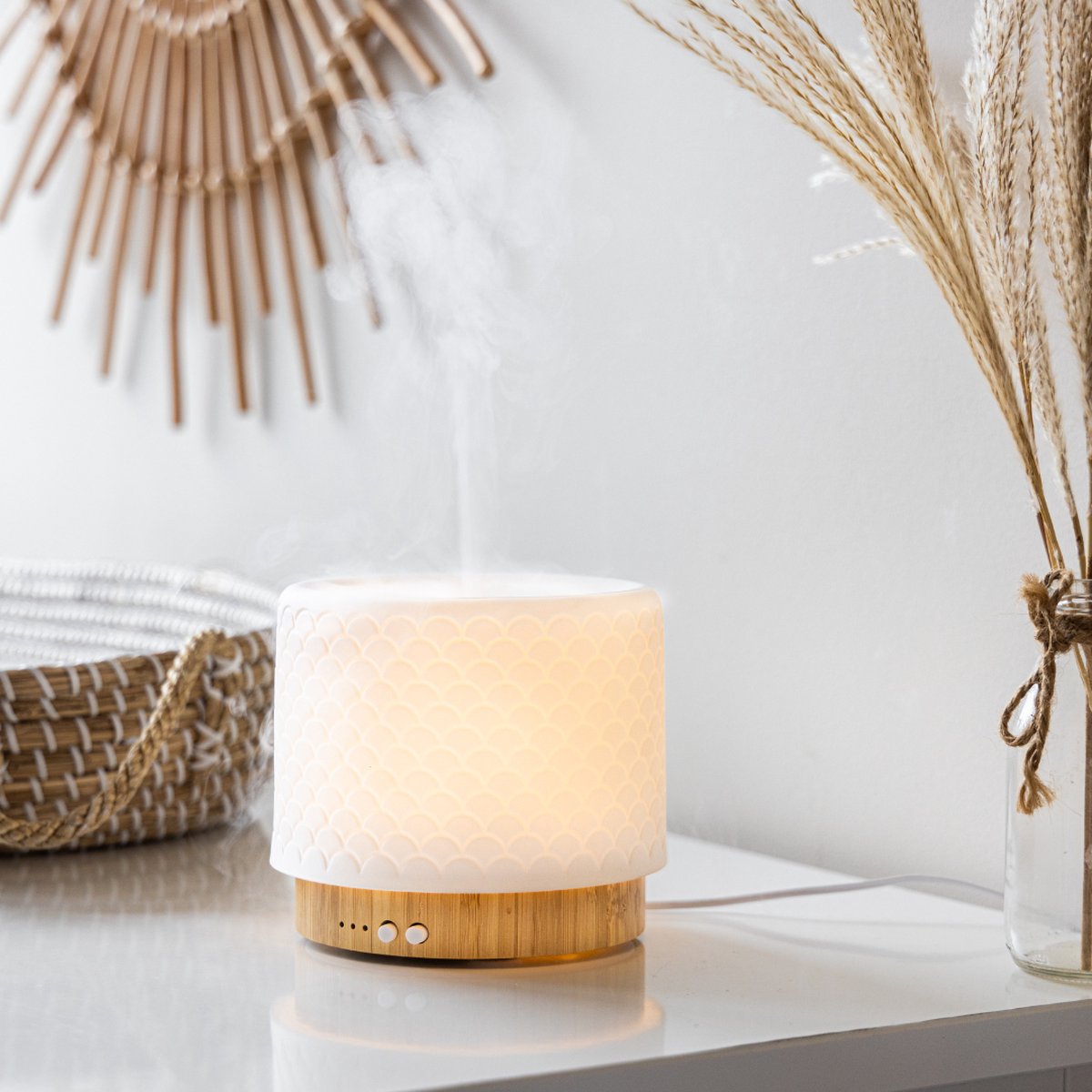 Green Select Stille Aroma Diffuser - Luchtbevochtiger 280ml - Vernevelaar van Hout en... | bol.com