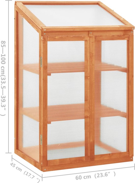 Maison Exclusive - Broeikas 60x45x100 cm vurenhout | bol.com