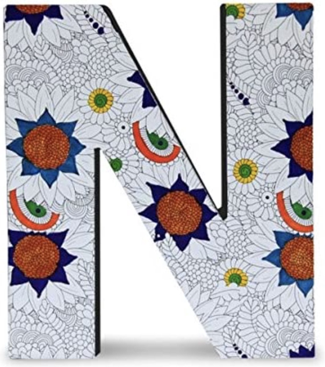 CGB GIFTWARE Color Joy Art - Large Block Letter “N“ Wall Hanging ...