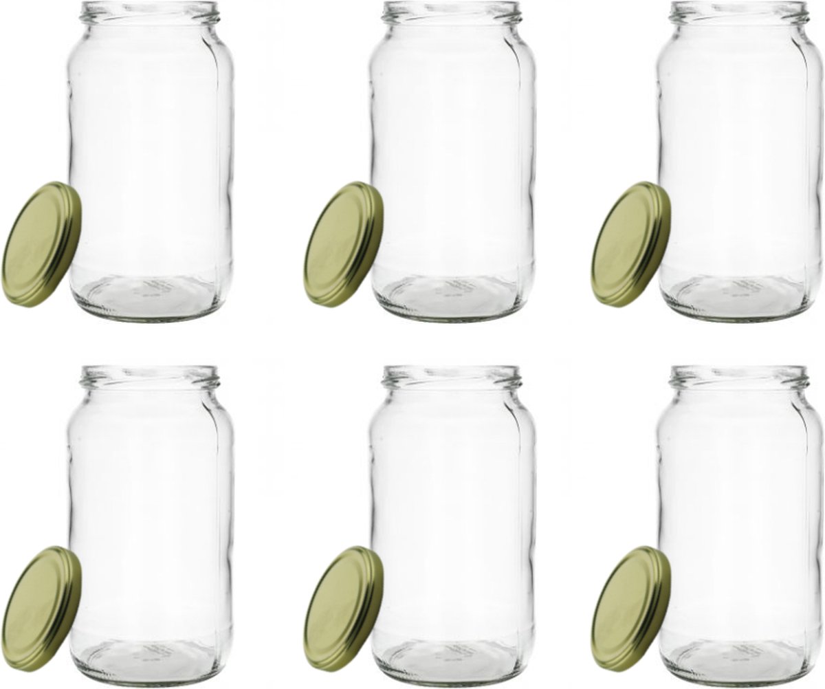 6 stuks weckpotten glas 1 liter met sluiting - weckpotjes ...