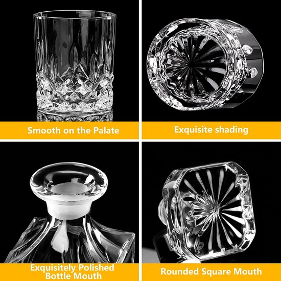 karaf / crystal glass / Set for Whisky Glasses - BarCraft Grinded glass ...