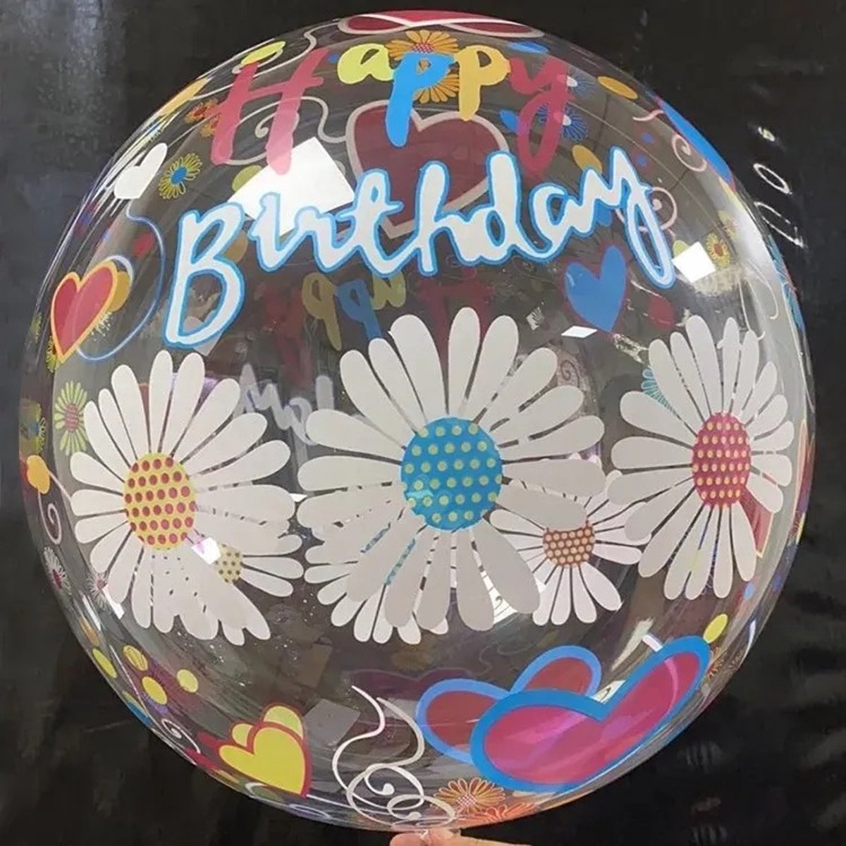 Doorzichtige plastic bal/ballon Happy Birthday Flowers - ballon - bal ...