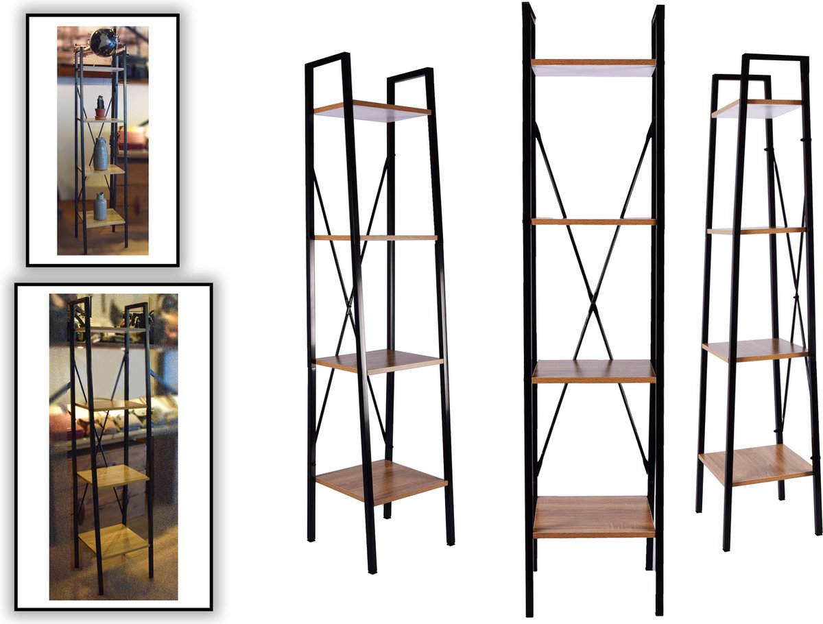 Boekenkast met 4 planken - Opbergrek met planken open rek met planken ...