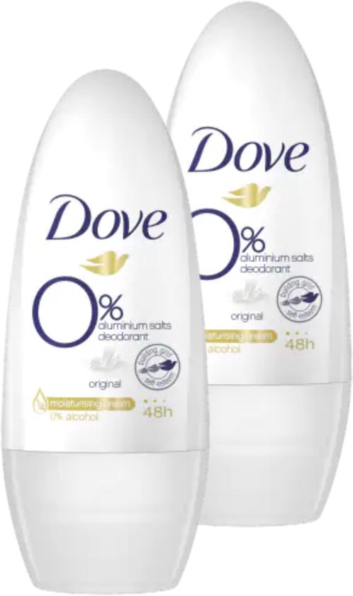 Dove Original Deodorant Roller 0% Alcohol - Voordeelbundel - 2 x 50 ml ...