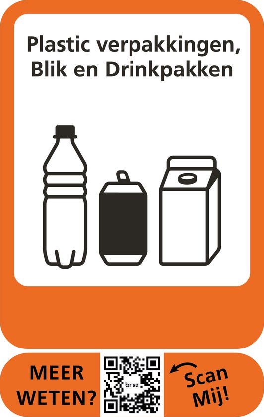 Brisz afvalstickers met afbeelding set van 5 afval stickers - Scan QR ...