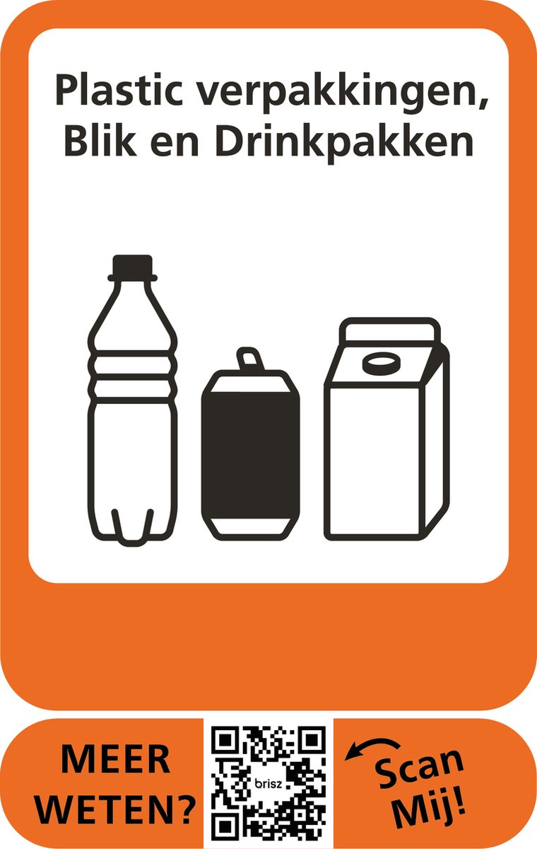 Brisz afvalstickers met afbeelding set van 5 afval stickers - Scan QR ...