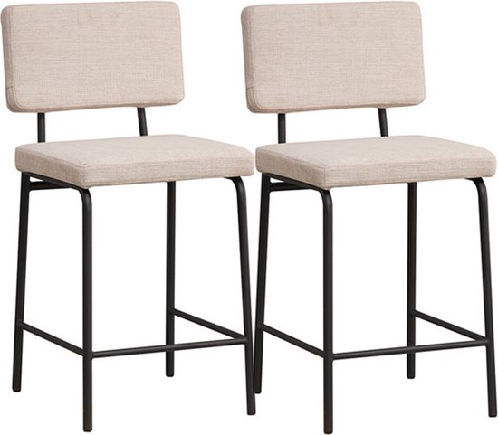 Bronx71® Scandinavische barkruk Espen beige gerecyclede stof 64-77 cm ...