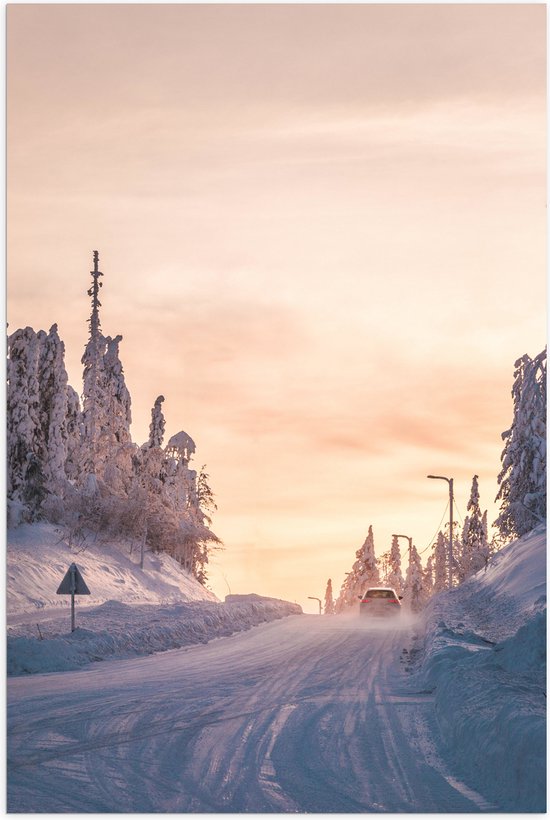 WallClassics - Poster (Mat) - Auto rijdend door Sneeuwgebied - 70x105 ...