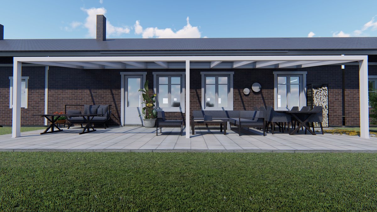 Gold Veranda 10 mt x 2,80 mt – Cream – Opal Polycarbonate - inclusief ...