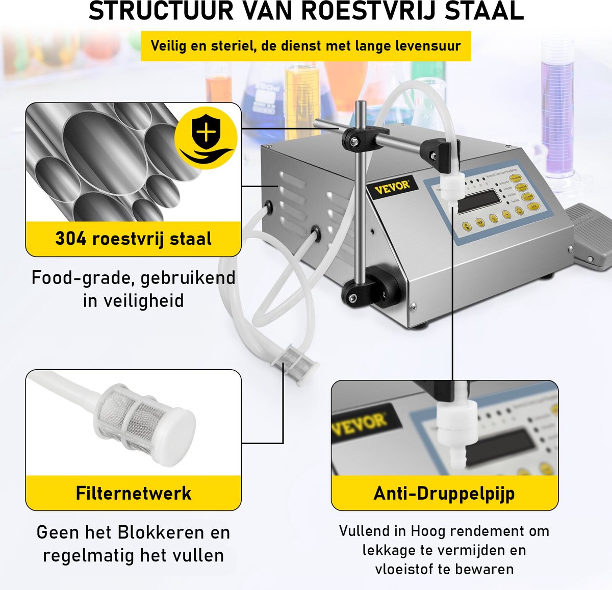 Amenzo© Vloeistof Vulmachine - Pneumatische Flessenvuller - Accuraat ...