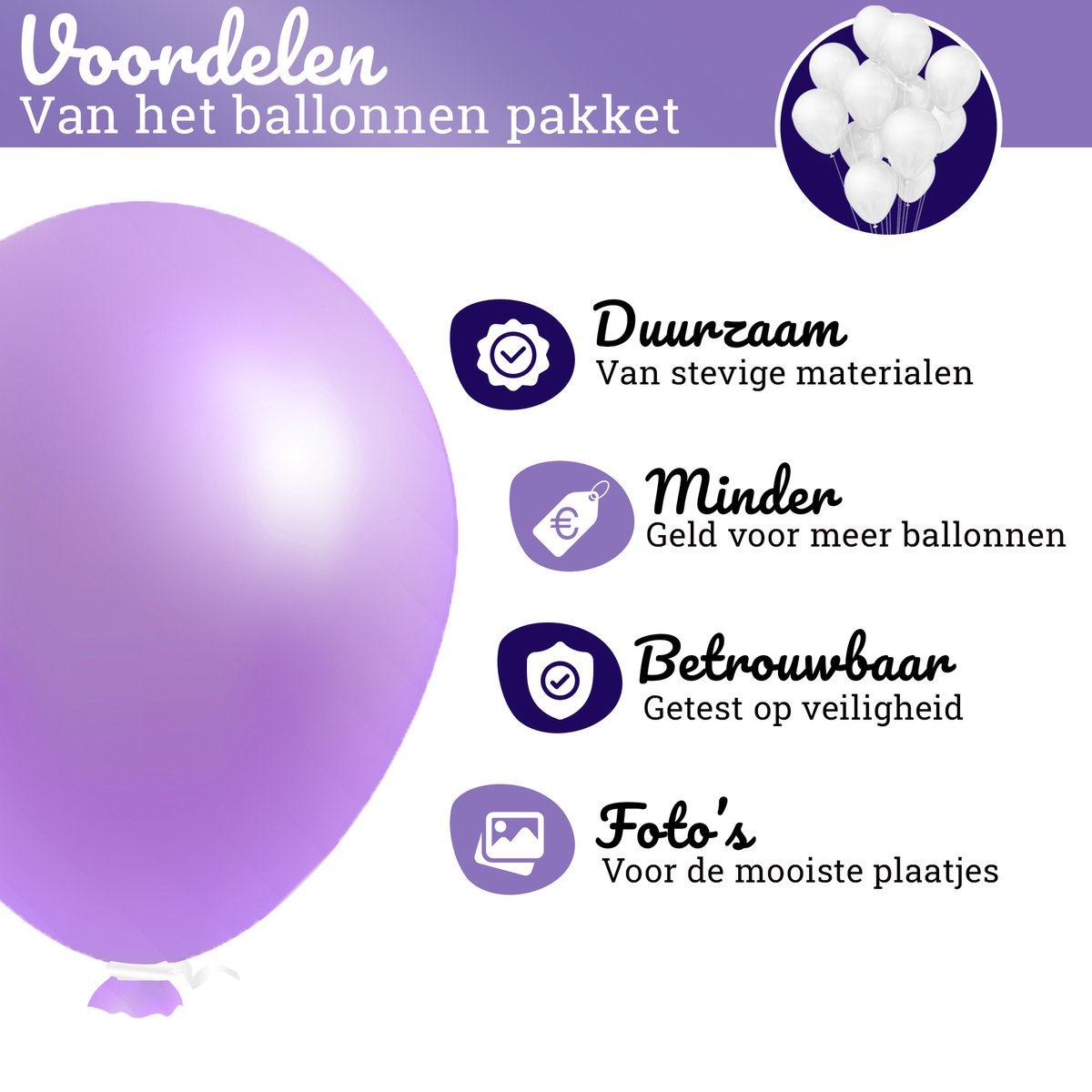 Ballons lilas Set Anniversaire & Décoration - 50 ballons - Incl ...