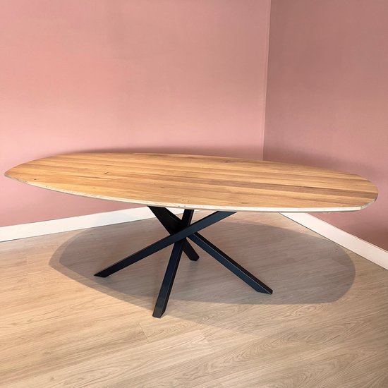 Eikenhouten eettafel DEENS ovaal met matrix mikado - 3 laags blanke Skylt 2k lak... | bol.com