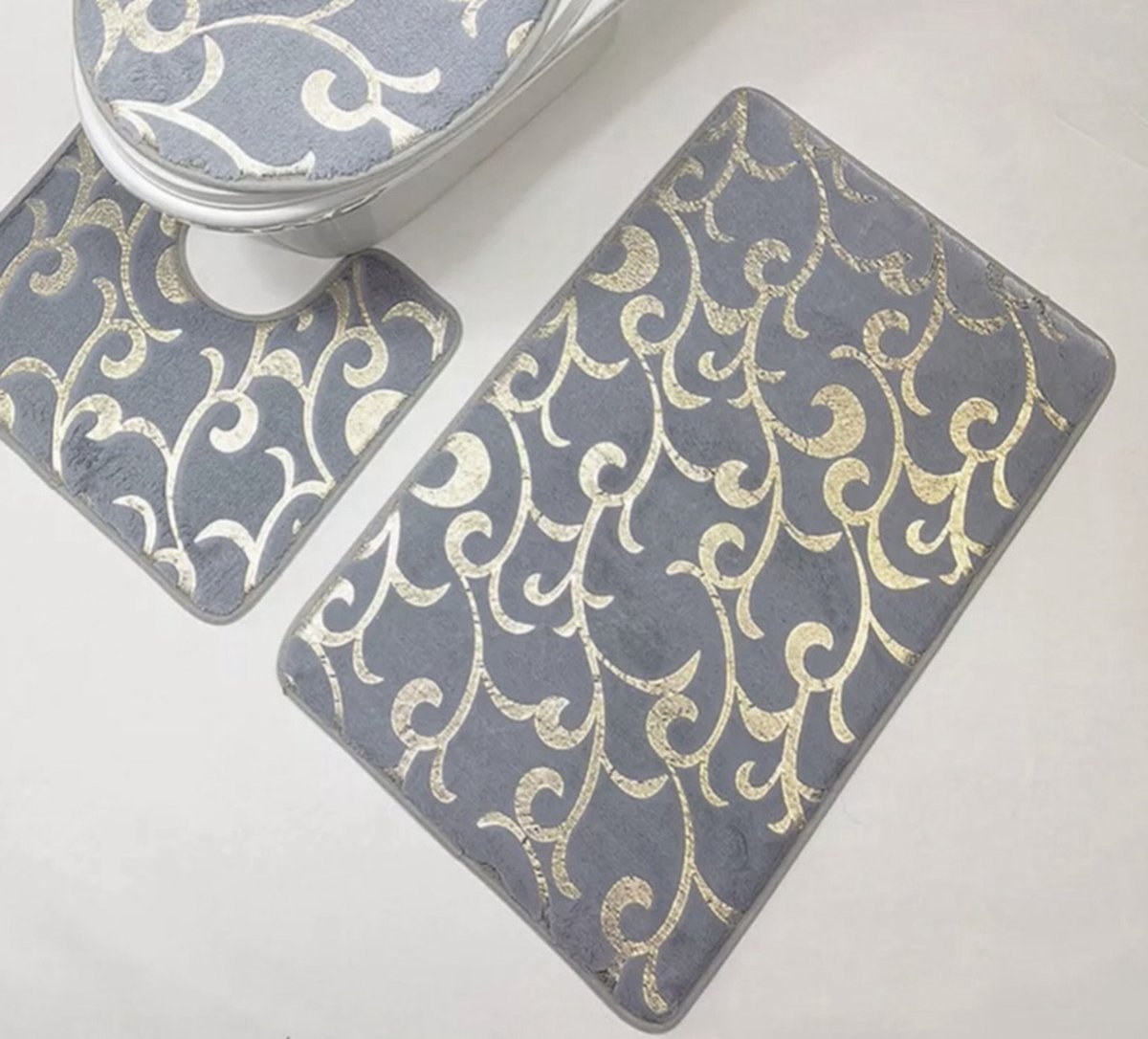 Luxe badmat- Badmatten set - Wc mat - Toiletbril hoes - Toiletmat ...
