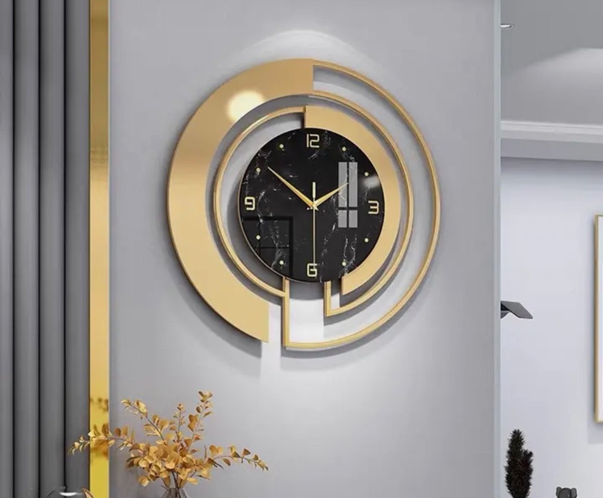 Luxaliving - Goud met zwart wandklok 45cm - Moderne wandklok - Stil ...