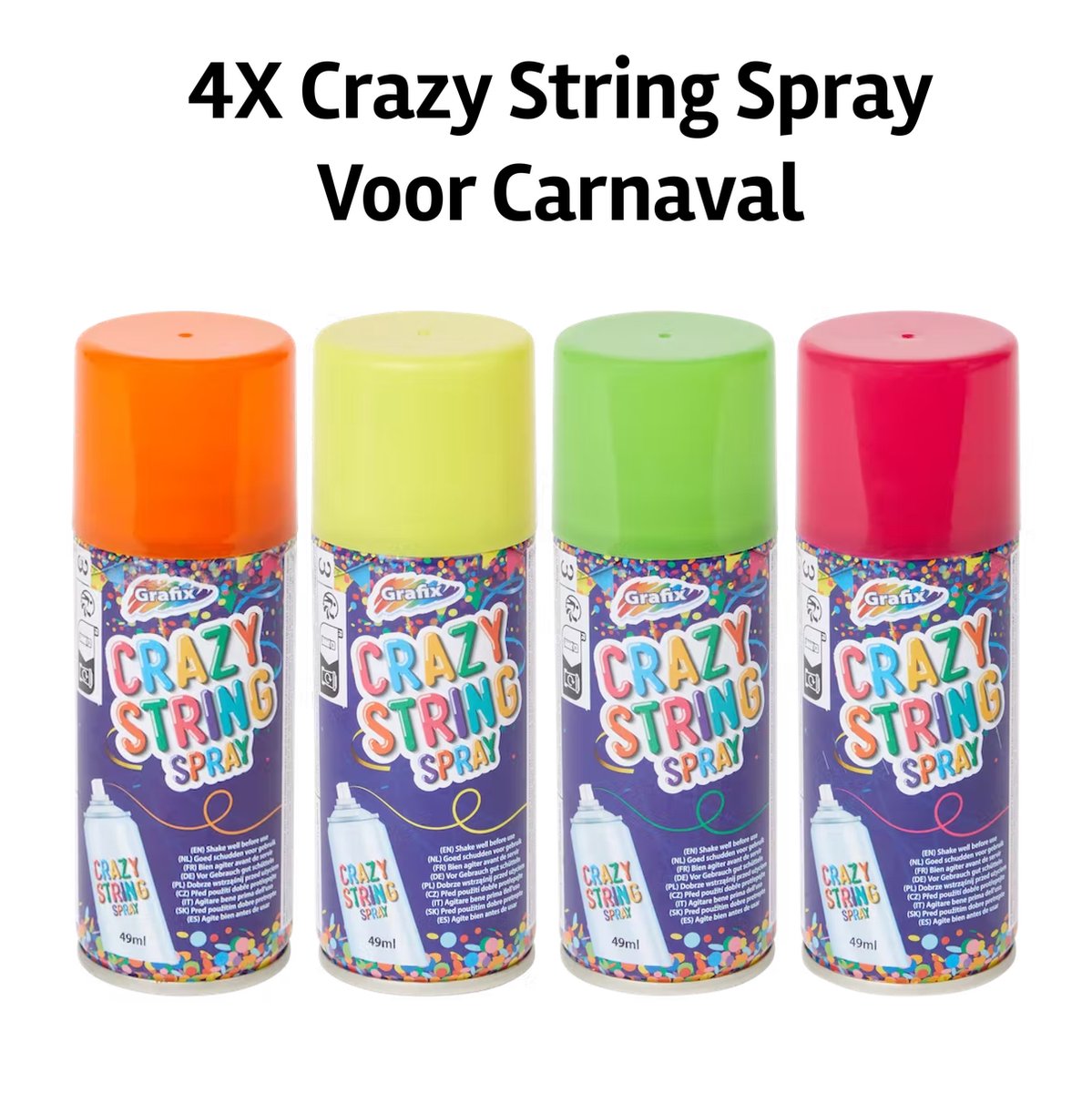 Grafix Serpentinespray | Crazy String Spray | Groen / Geel / Roze ...