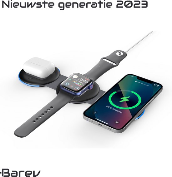 3 in 1 draadloze oplader - 2023 Nieuwste Generatie - Wireless Charger ...