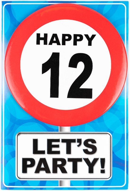Happy age card 12 jaar (wenskaart met button) | bol
