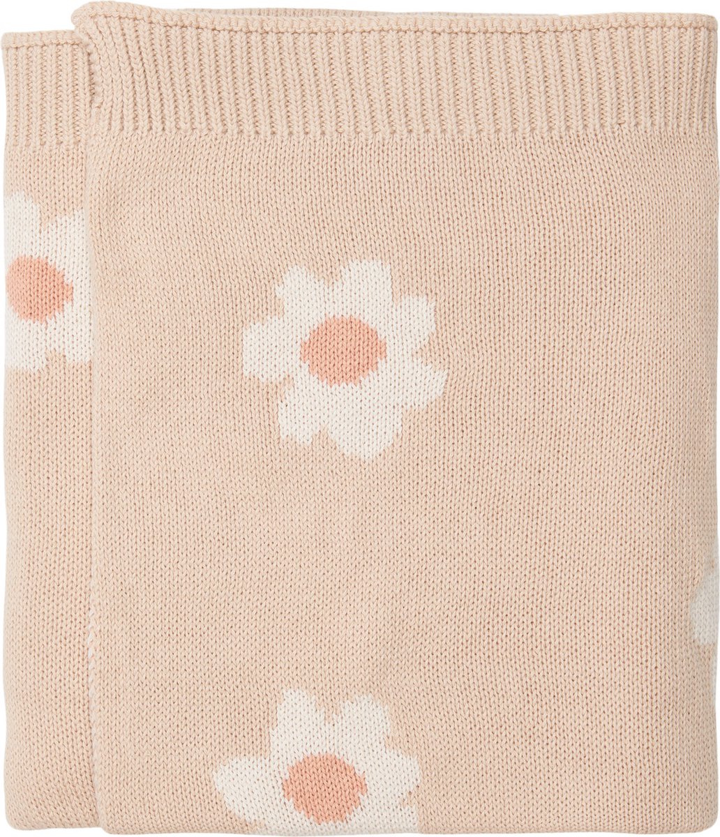 Koeka dekentje voor wieg Florin - gebreid katoen - beige met perzik ...