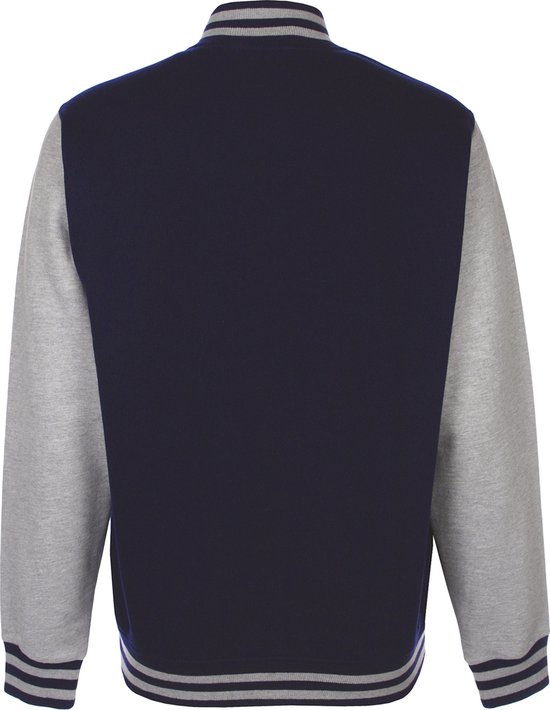 Varsity Jacket unisex merk FDM maat XL Donkerblauw/Grijs | bol