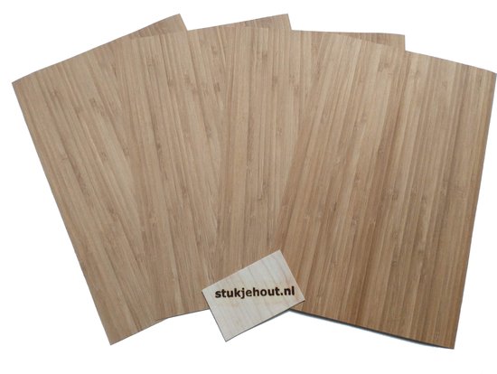 Bamboe fineer, 4 vellen van 30 cm lang bamboefineer van stukjehout.nl | bol