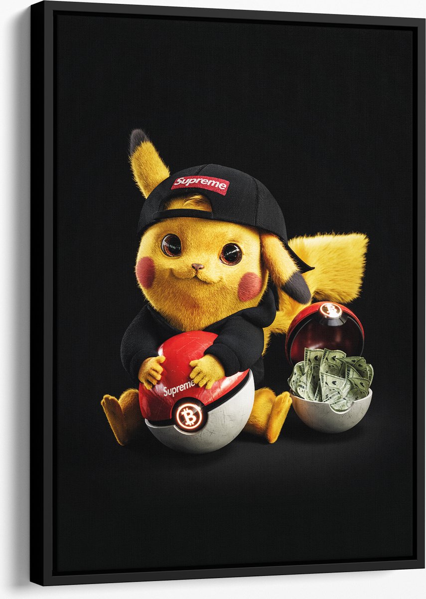 Pokémon Pikachu Supreme Canvas Met Zwarte Baklijst | 50 x 70 cm ...