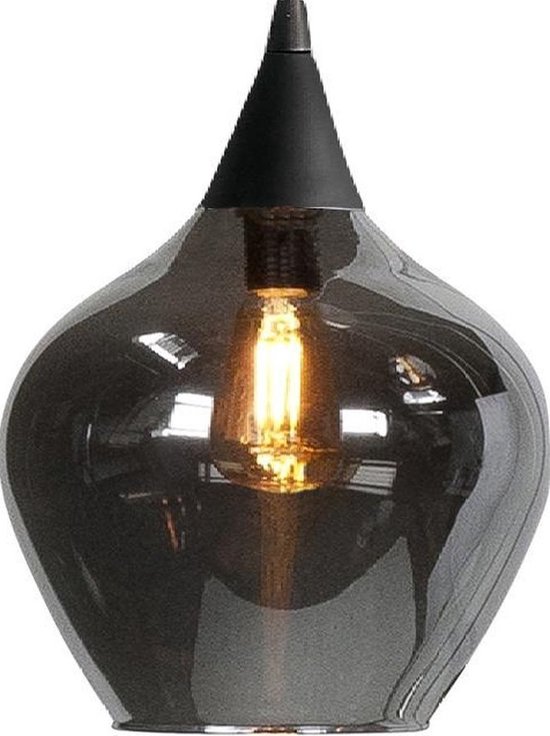 Hanglamp met 8-Lichts Rook glas | 100cm | Ovaal | Glas | E14 fitting ...