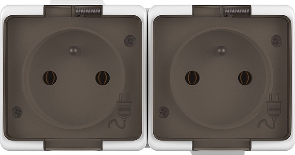 Dubbele stopcontact waterdicht - Met penaarde - Opbouw | bol.com